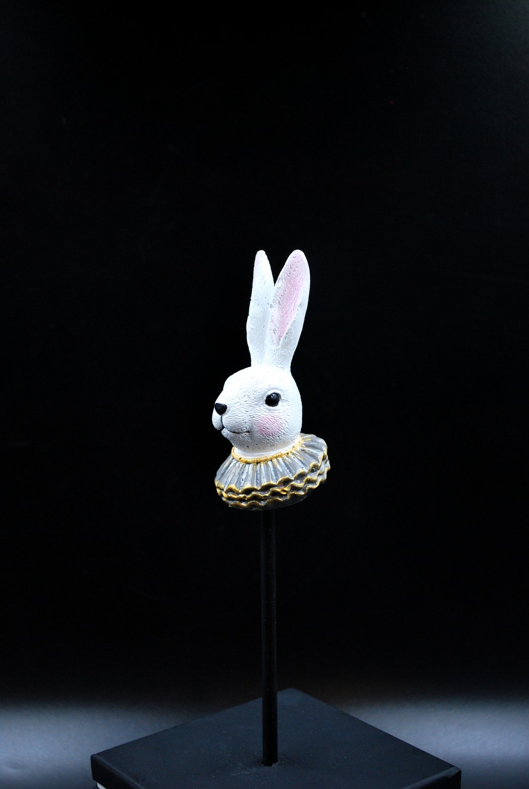 Mini Rabbit Head Garden Pick | Gothic Farmhouse | Cement Rabbit ...