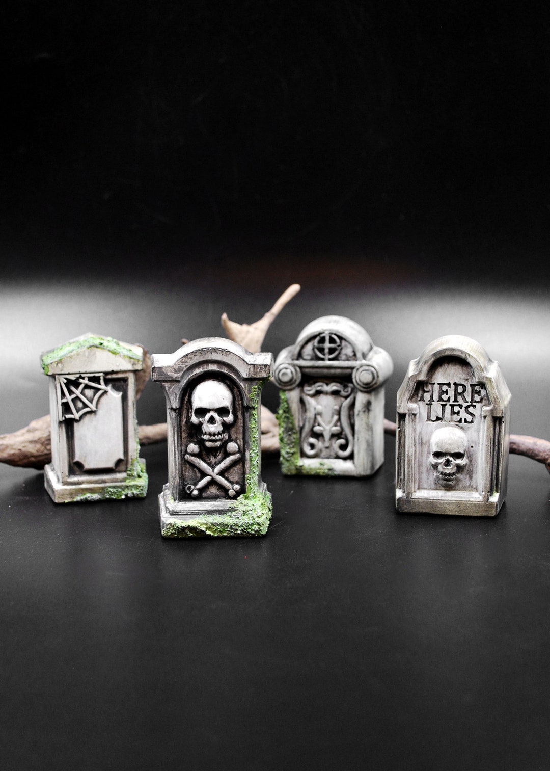 Mini Cement Tombstones Set of 4 Tombstones Indoor Outdoor Tombstones ...