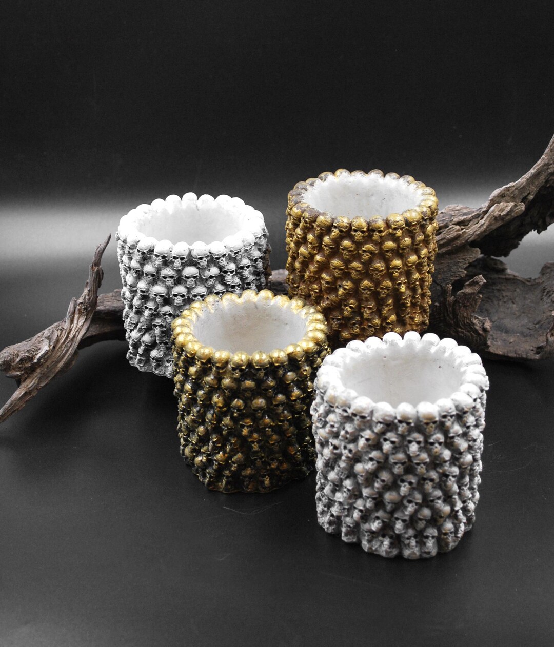 Catacomb Concrete Multi Face Skull Pot - Skull Planter | Cement Skull ...