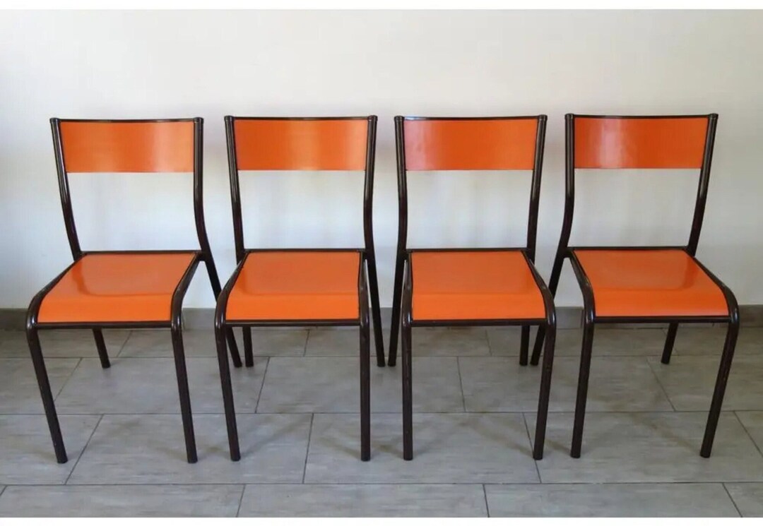 Vintage Orange School Chairs, 1970s - Etsy