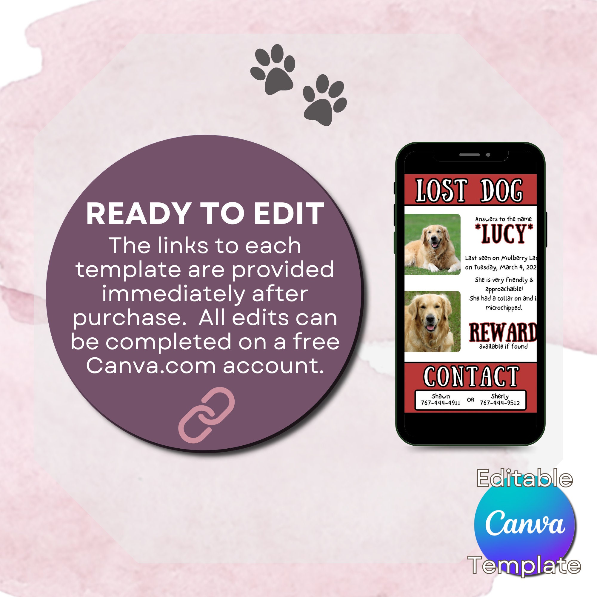 Lost Dog Poster Template, Printable Flyer, Social Media Images ...