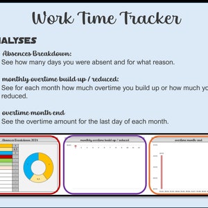 Work Time Tracker, Calender, Overtime, Absences, Office Planner, Excel ...