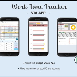 Work Time Tracker, Calender, Overtime, Absences, Office Planner, Excel, Google Sheets, Digital ...