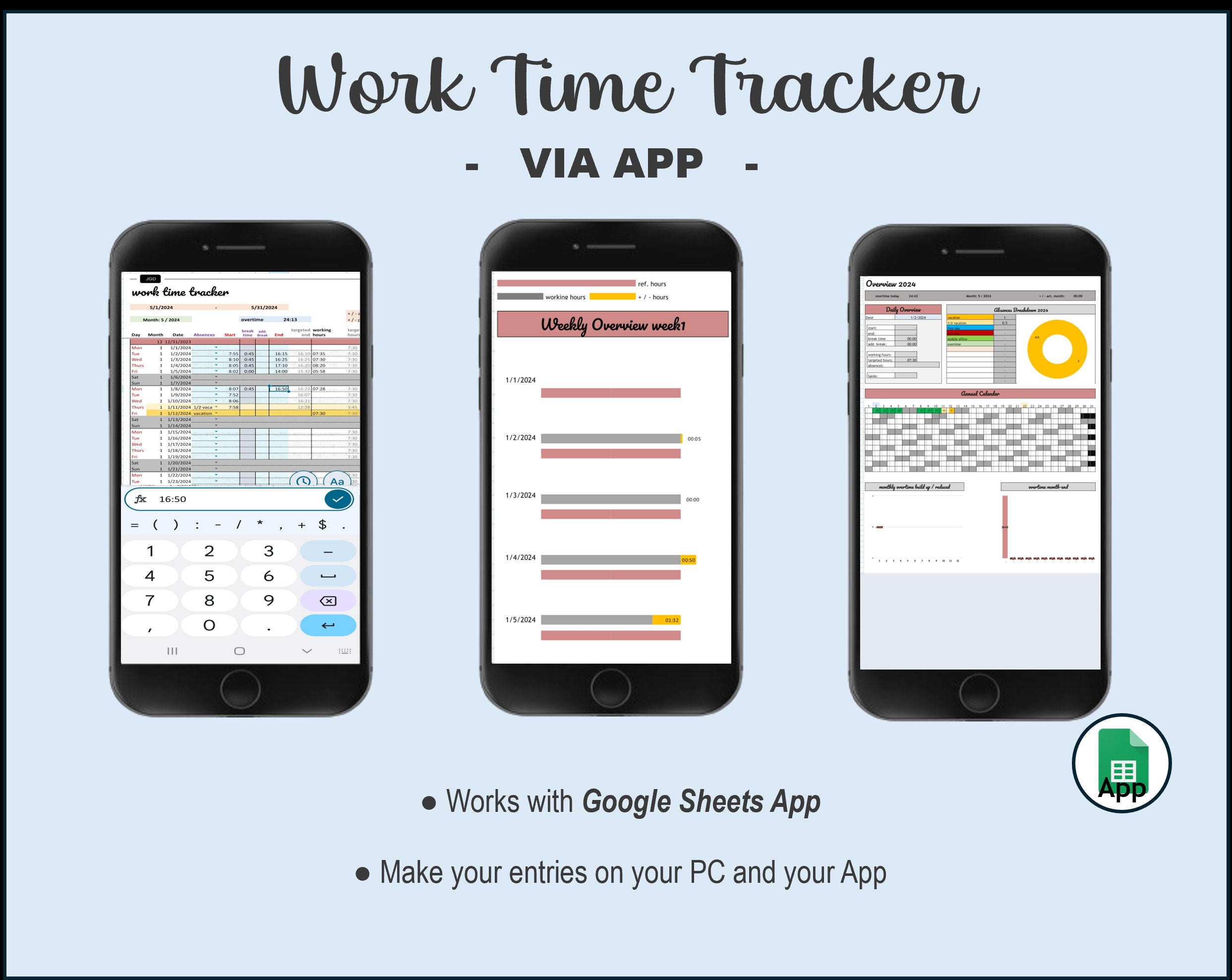 Work Time Tracker, Calender, Overtime, Absences, Office Planner, Excel ...