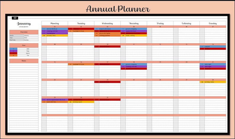 Annual Calender, Calender, Task Manager, To-do List, Planner, Monthly ...