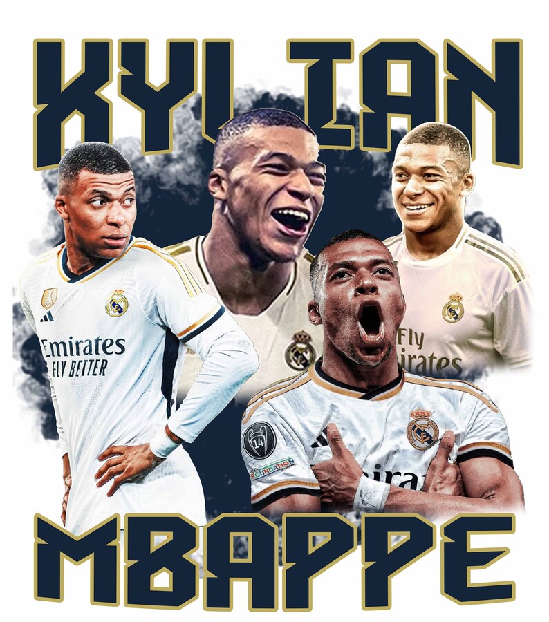 Kylian Mbappe | T-shirt PNG | Bootleg T-shirt PNG |printable Bootleg T ...
