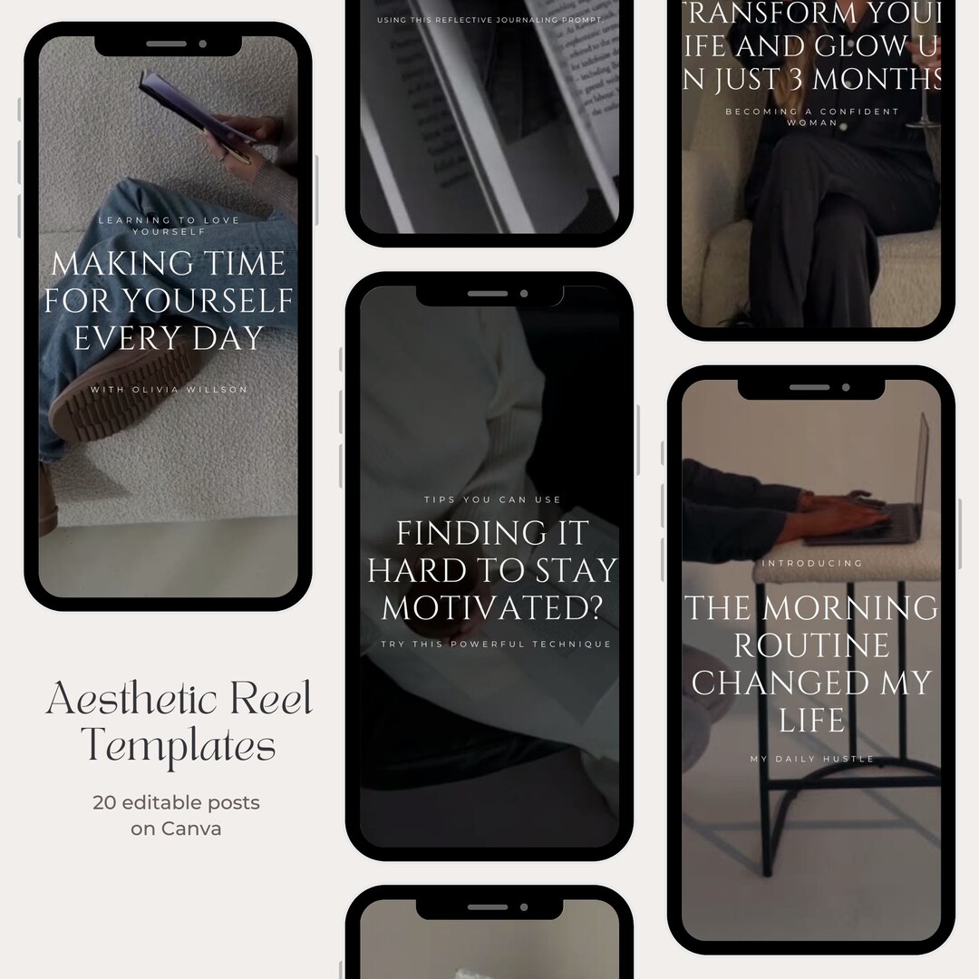 Faceless Aesthetic Reel Templates 20 Editable Designs on Canva - Etsy