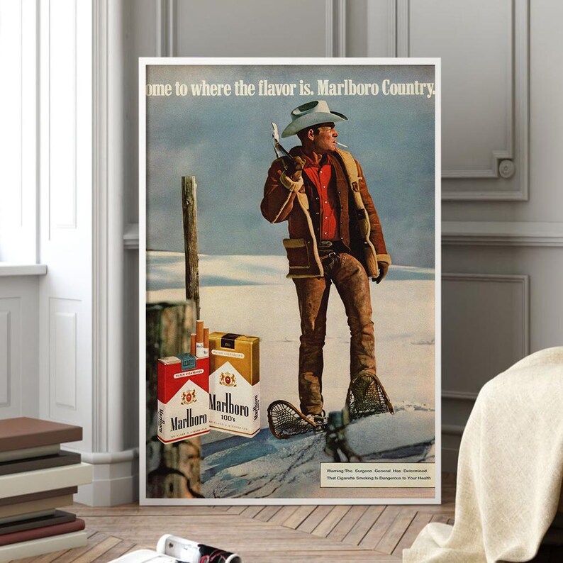 Vintage Marlboro Ad Poster, 1971 Print, Cowboy Room Decor - Etsy
