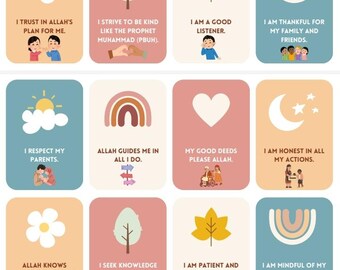 Islamic Affirmations Cards for Kids, Muslim Affirmations, Muslim Kids ...