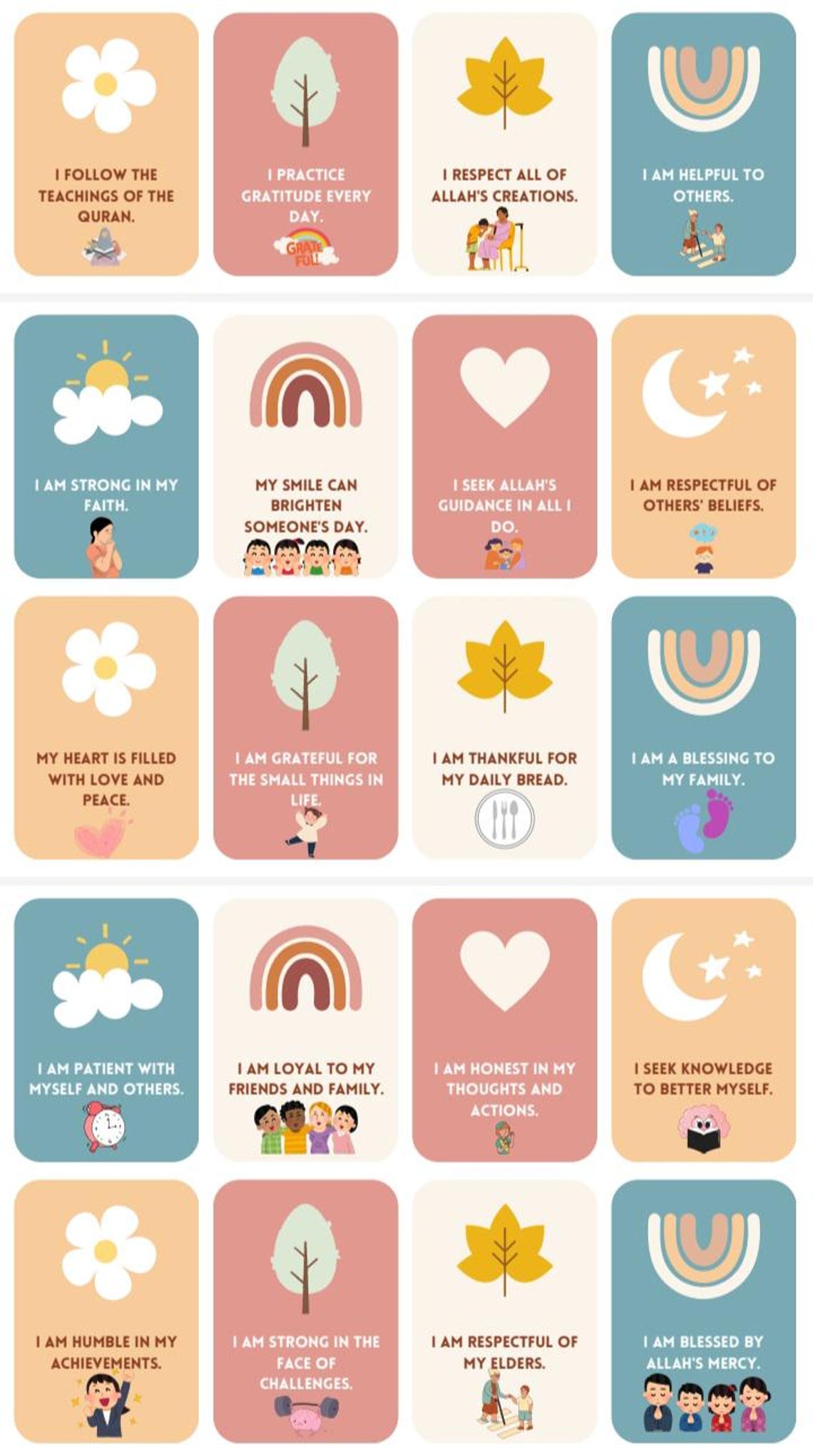 40 Islamic Affirmations for Kids - Etsy