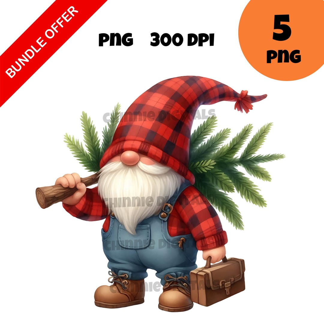 Christmas Gnome Clipart Bundle, Christmas Clipart, Winter Gnome Png ...