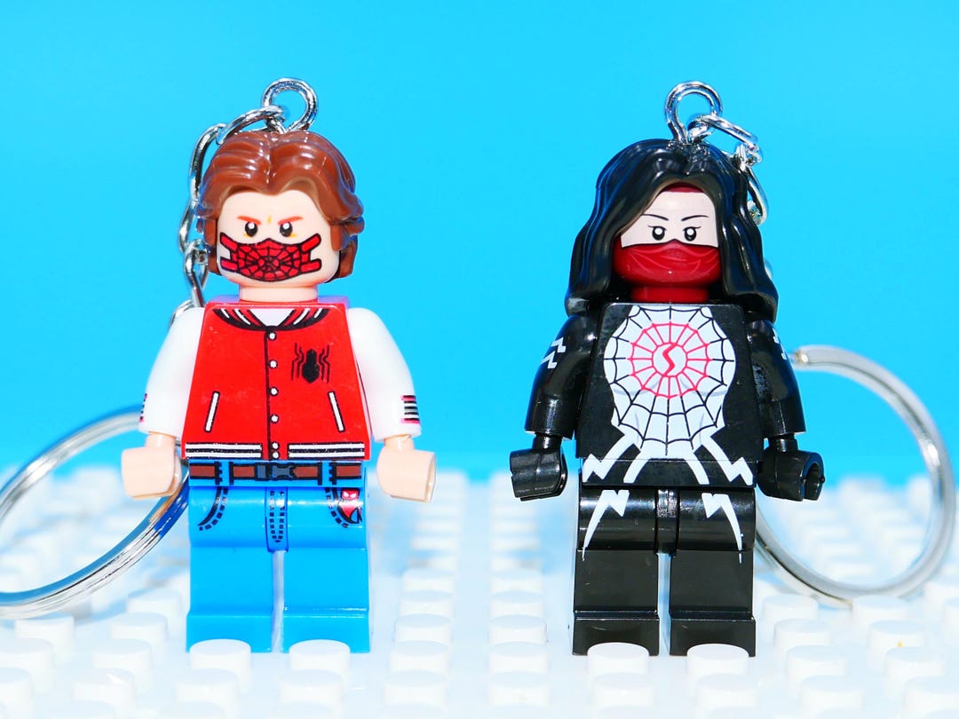 Spider Man & Silk 3D Minifigure Keychain Key Ring Car Key House Key ...