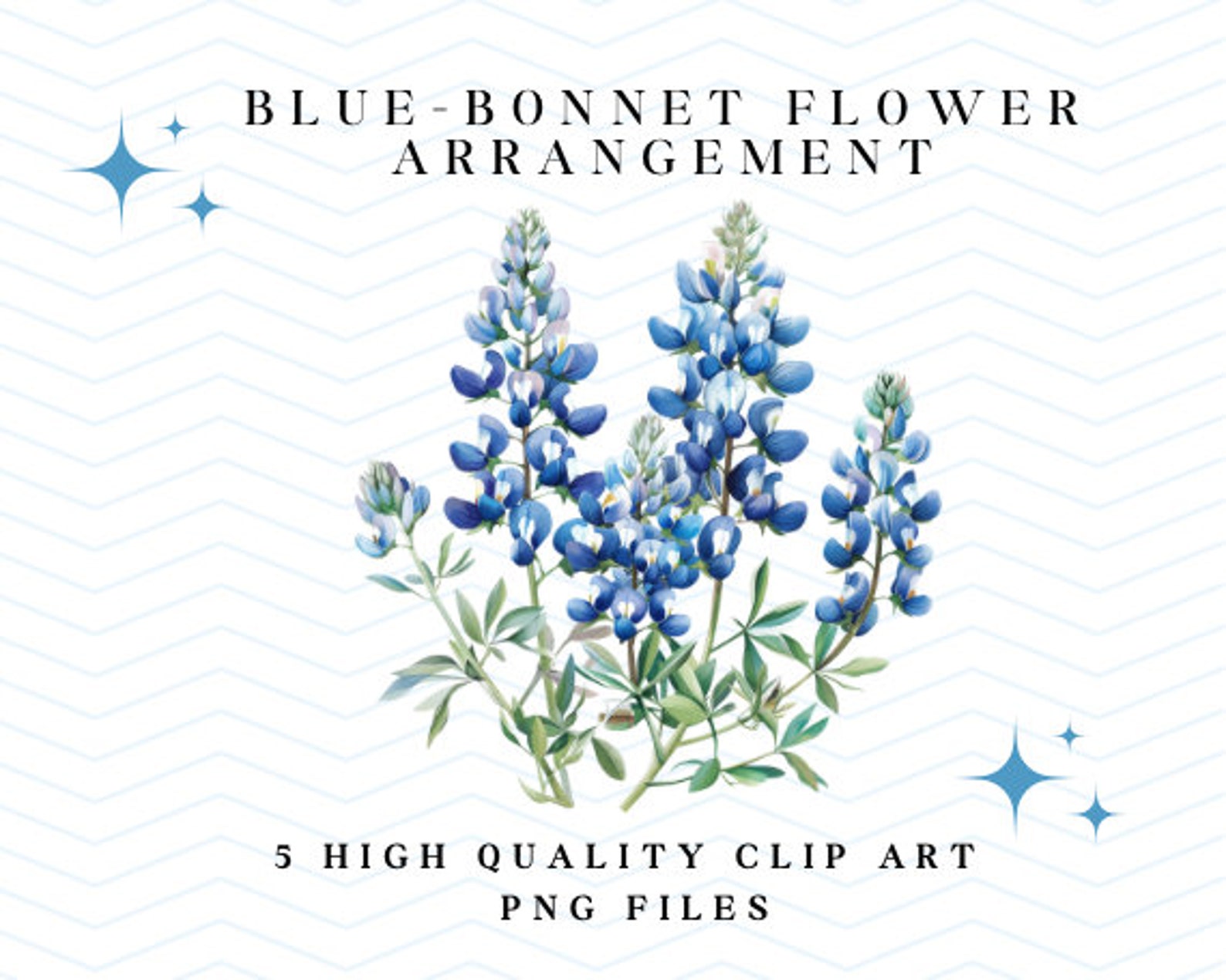 Set of 5 Bluebonnet Flower Clip Art High Resolution Digital Files ...