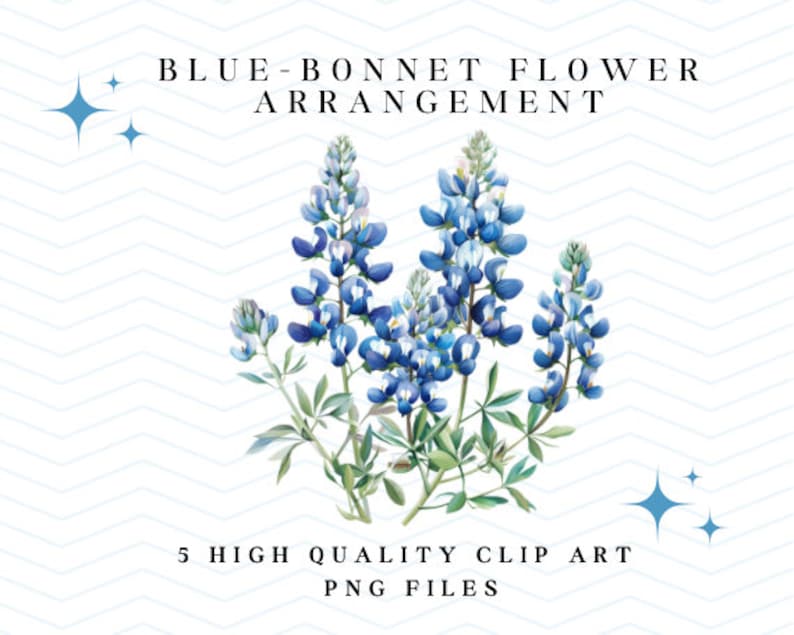 Set of 5 Bluebonnet Flower Clip Art High Resolution Digital Files ...