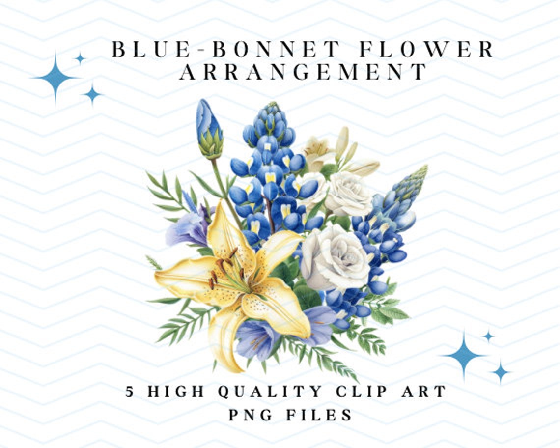 Set of 5 Bluebonnet Flower Clip Art High Resolution Digital Files ...
