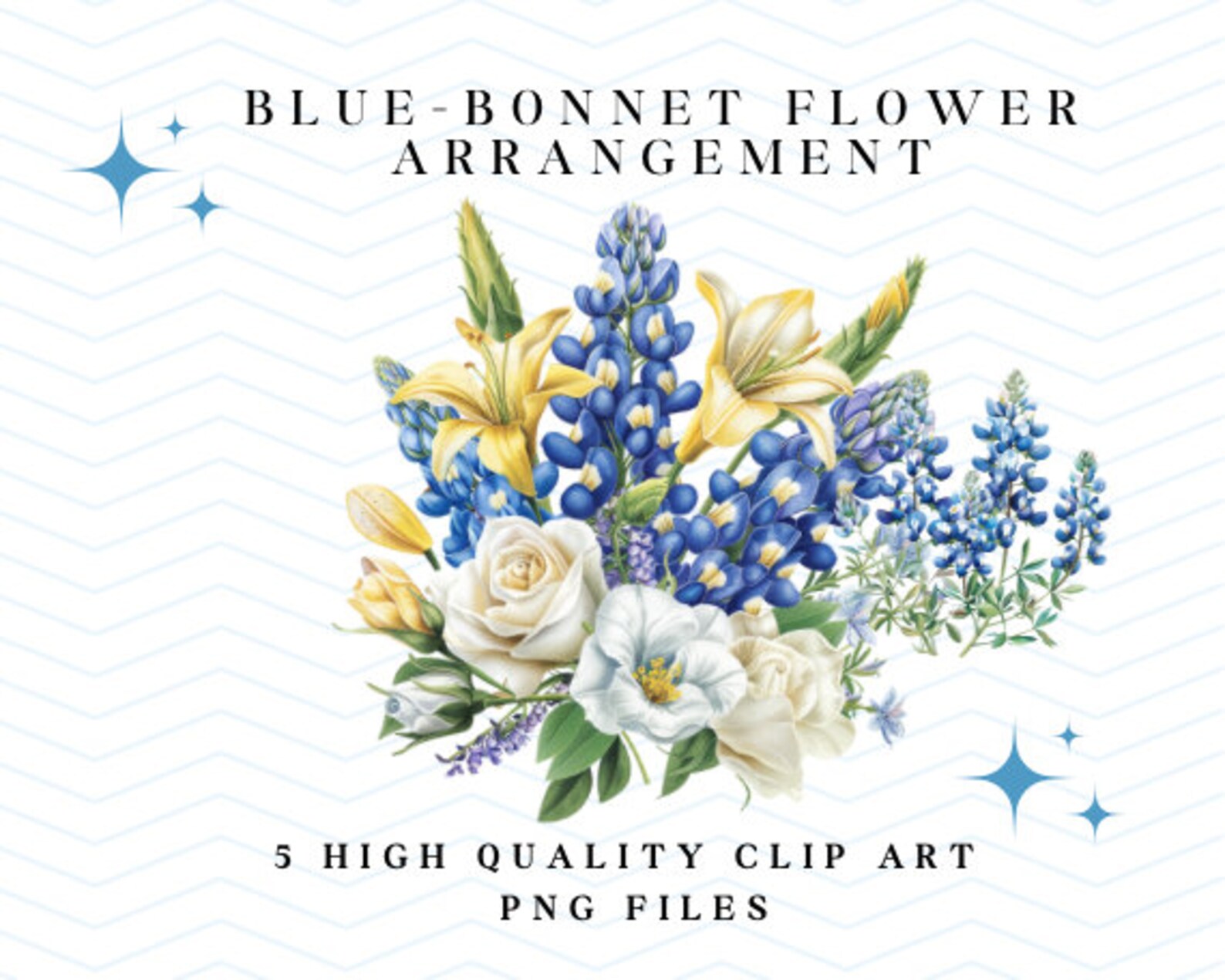 Set of 5 Bluebonnet Flower Clip Art High Resolution Digital Files ...