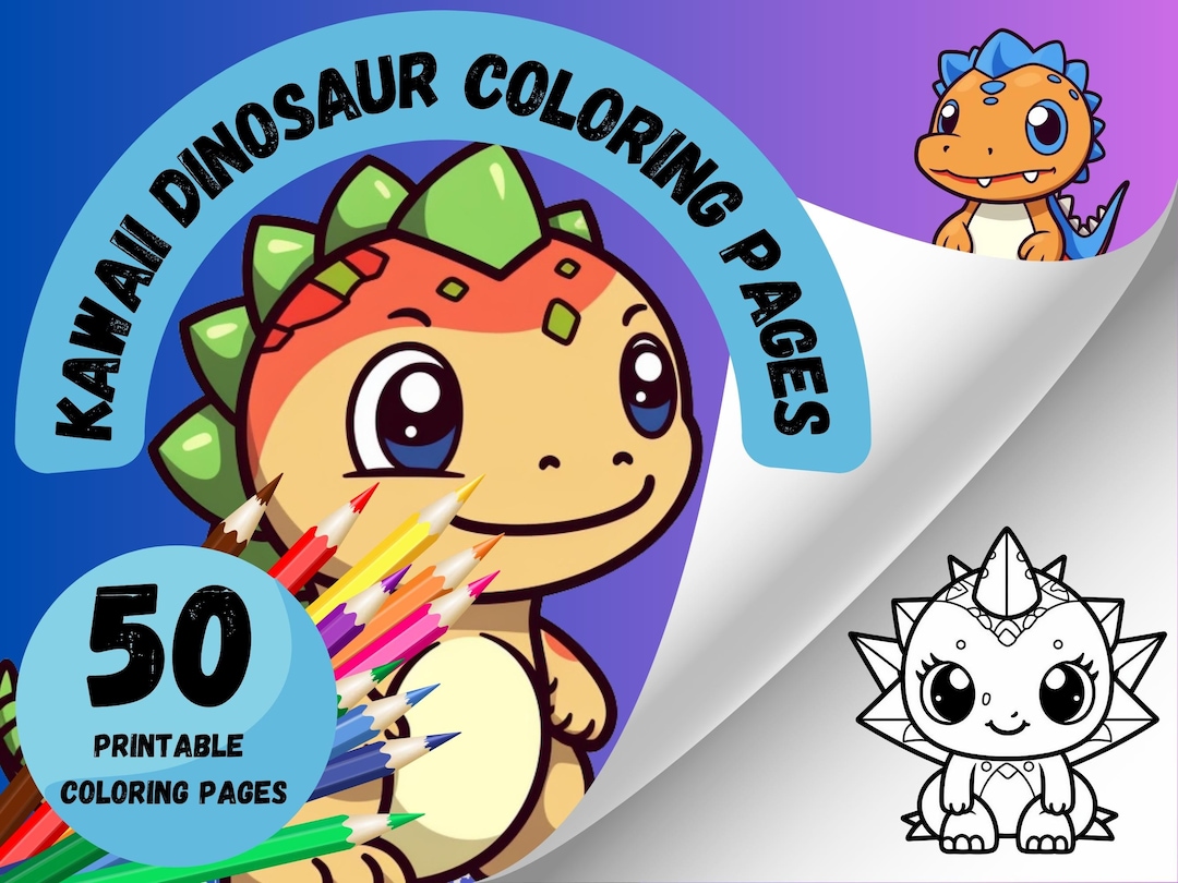 Kawaii Dinosaur Printable Coloring Pages for Kids Printable Coloring ...