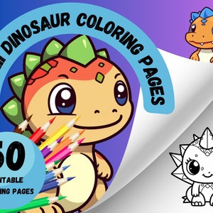 Kawaii Dinosaur Printable Coloring Pages for Kids Printable Coloring ...