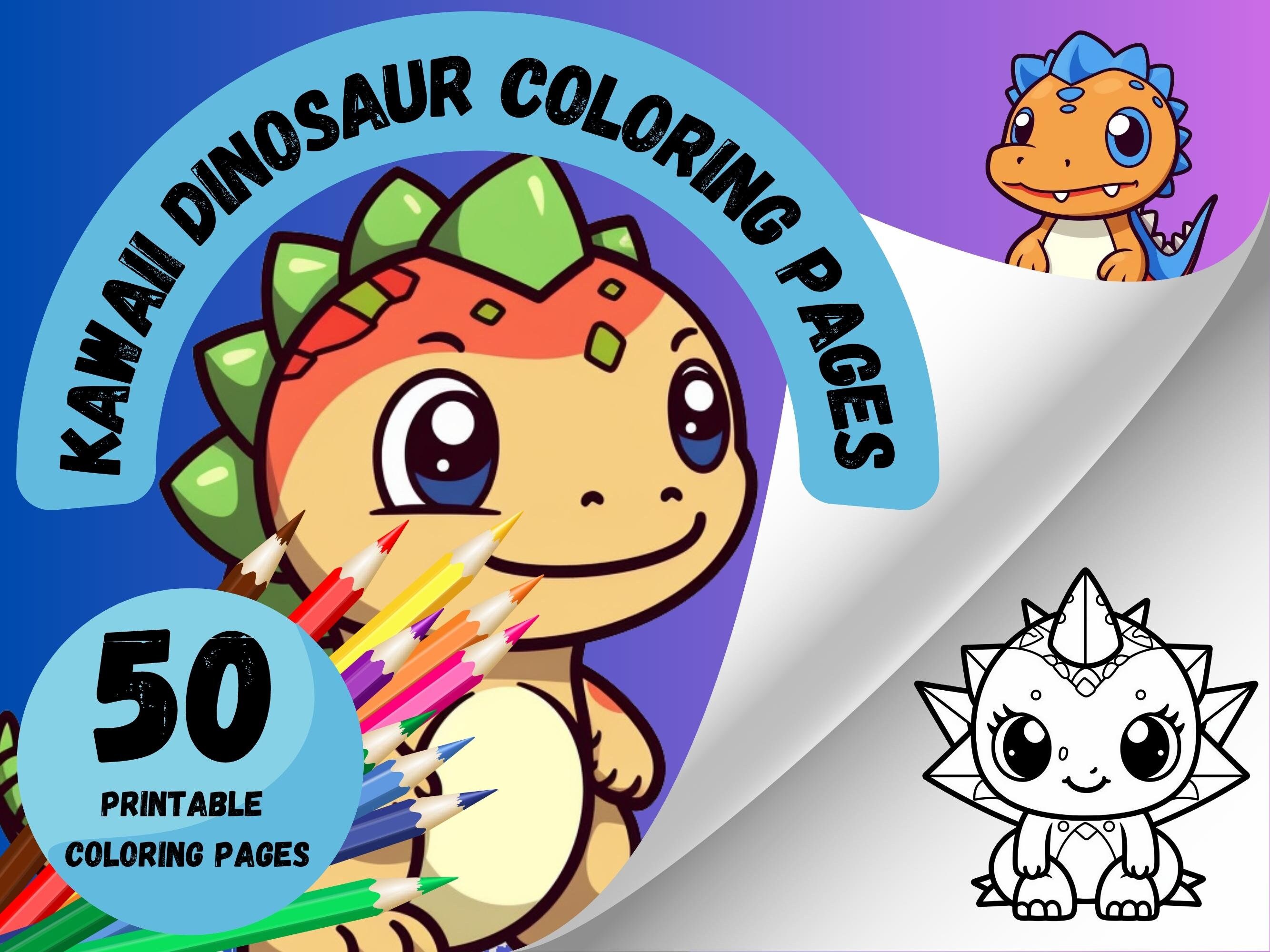 Kawaii Dinosaur Printable Coloring Pages for Kids Printable Coloring ...