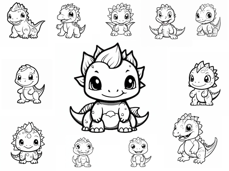 Kawaii Dinosaur Printable Coloring Pages for Kids Printable Coloring ...