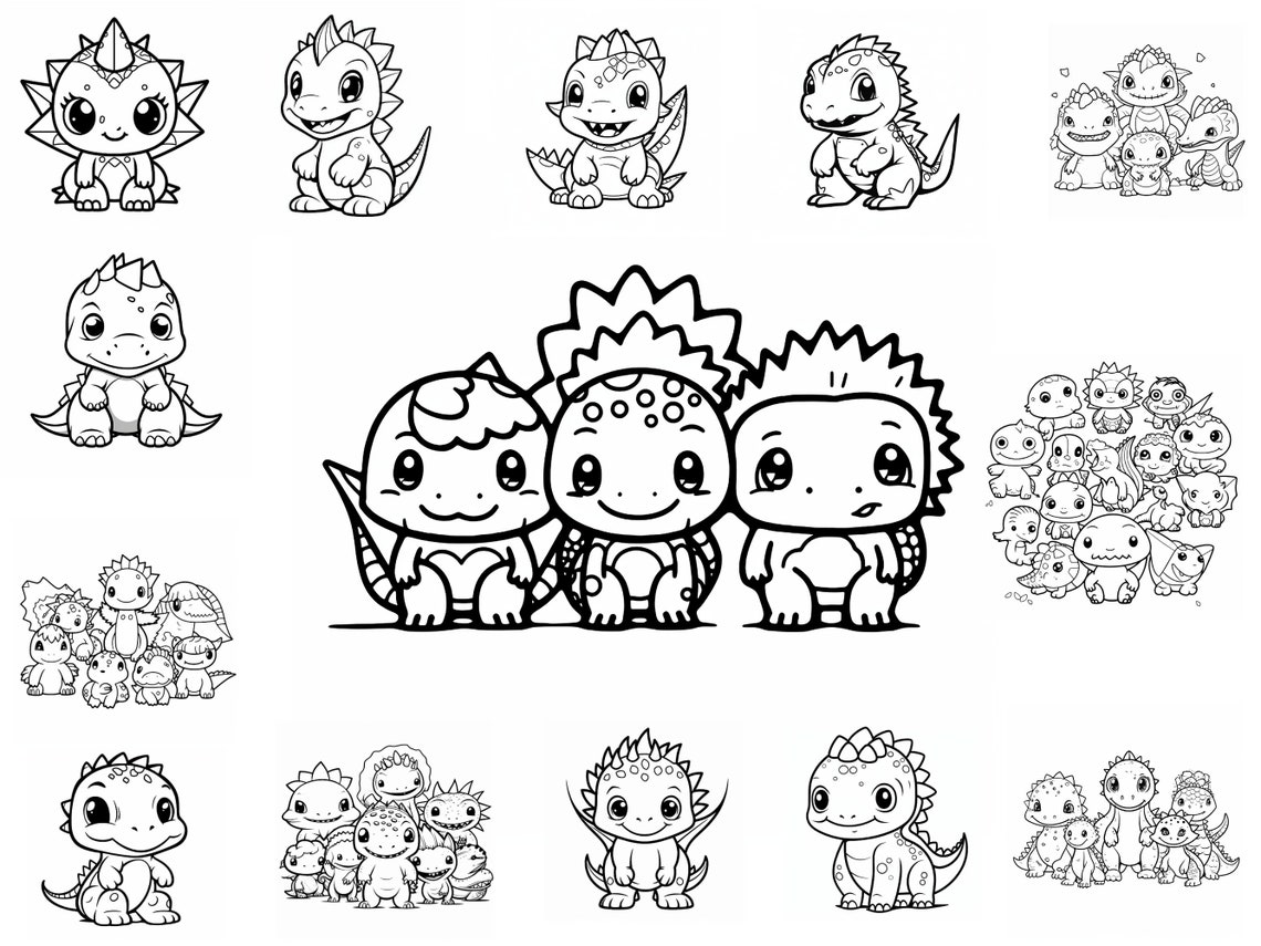 Kawaii Dinosaur Printable Coloring Pages for Kids Printable Coloring ...