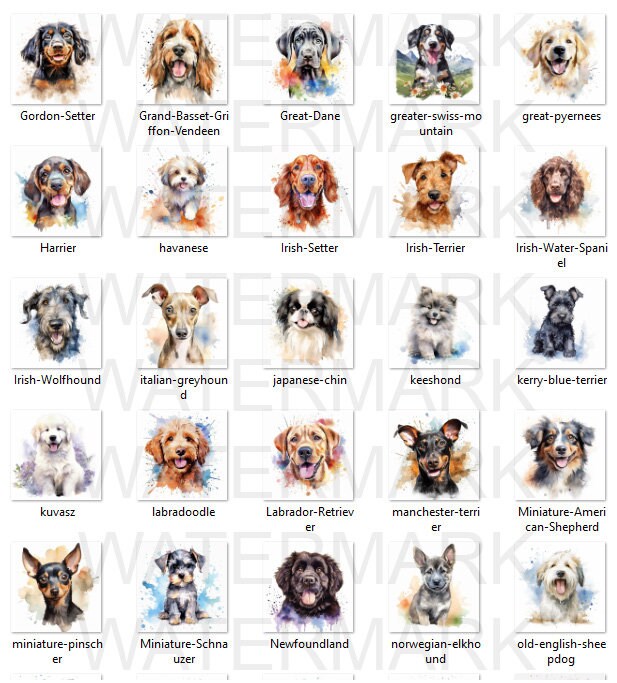 100 Watercolor Dogs Clipart, Dogs Clip Art, Dog Breeds Clipart, Pets ...