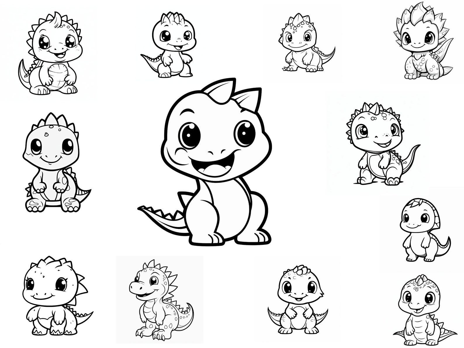 Kawaii Dinosaur Printable Coloring Pages for Kids Printable Coloring ...