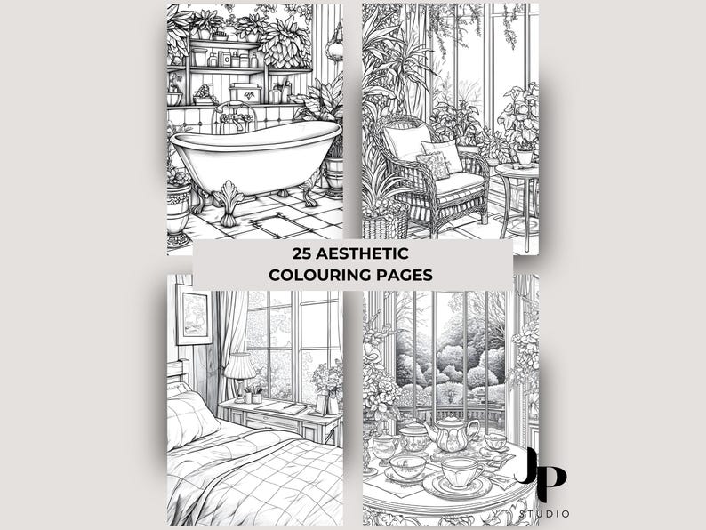 35 Cozy Interiors Coloring Pages, Coloring Pages for Adults and Kids ...