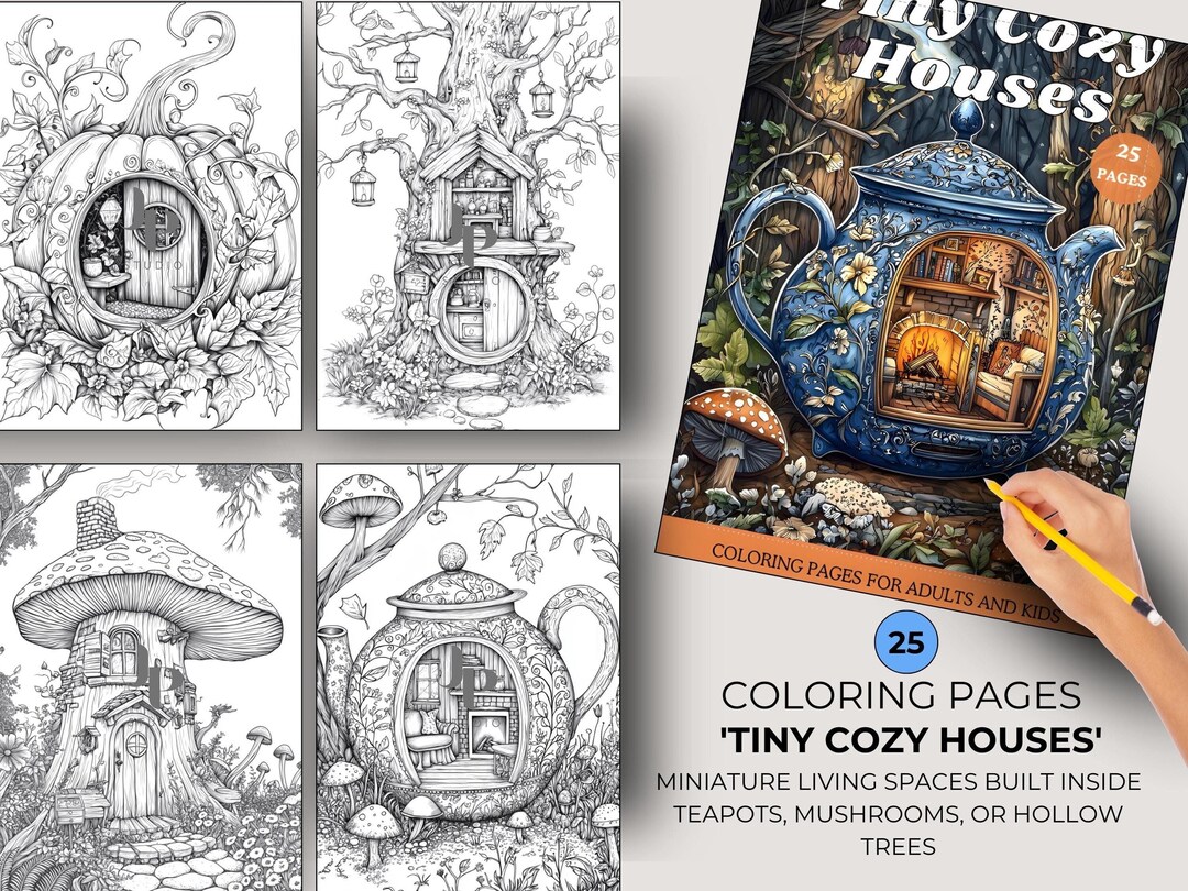 25 Cozy Tiny Houses Printable Coloring Pages - for Adults & Kids ...