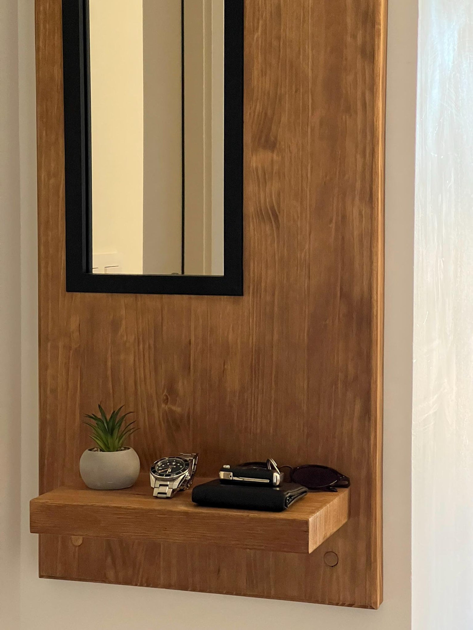 Solid Wood Entryway With Mirror and Shelf, Handmade, Elegant, and High ...