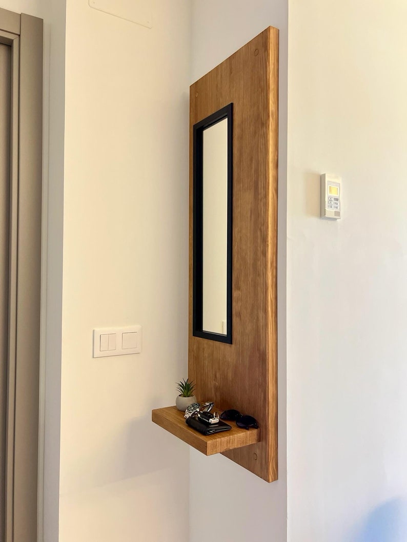 Solid Wood Entryway With Mirror and Shelf, Handmade, Elegant, and High ...
