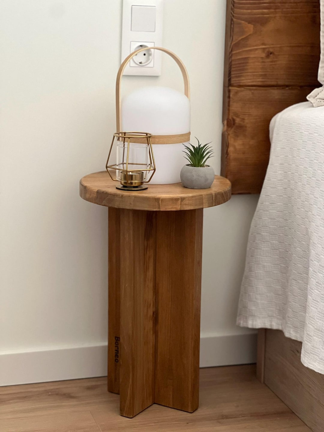 Wooden Bedside Table, Wooden Side Table, Small Bedside Table, Round ...