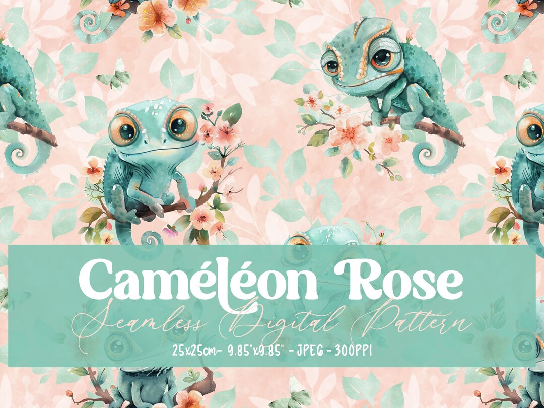 Pink Chameleons Pattern, Seamless Pattern, Fabric Printing, Sublimation ...