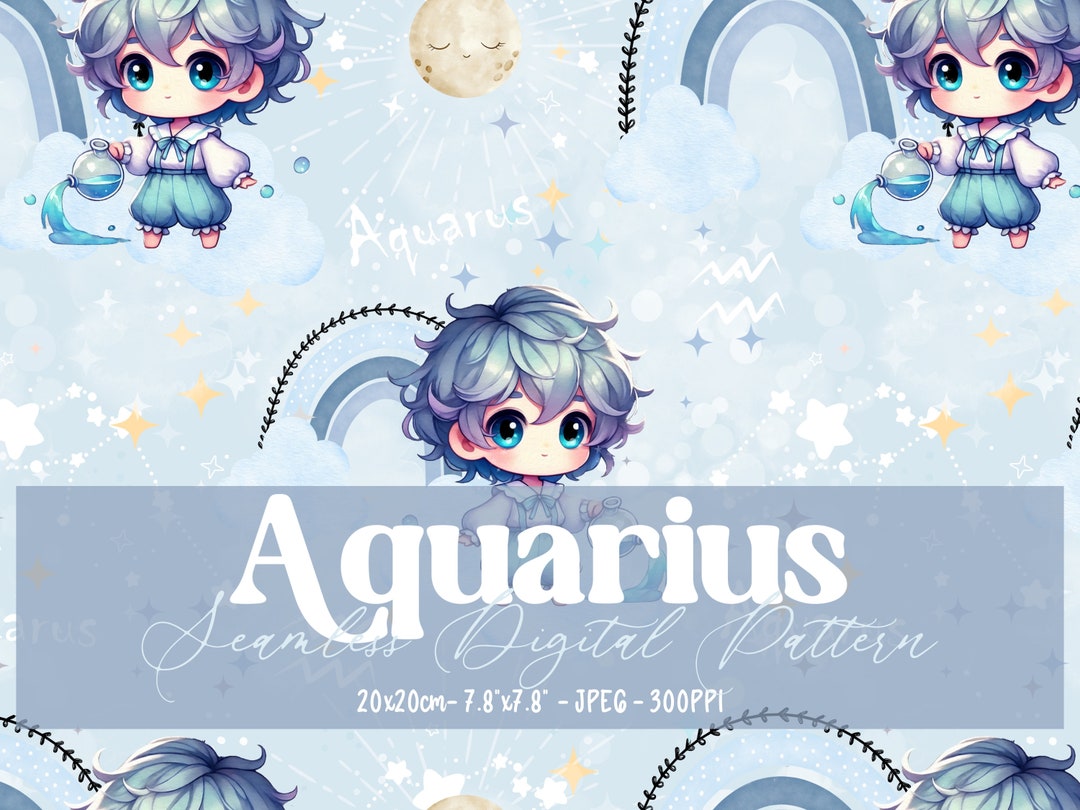 Aquarius Pattern Template, Zodiac, Astrology, Seamless, Fabric Printing, Sublimation Commercial ...