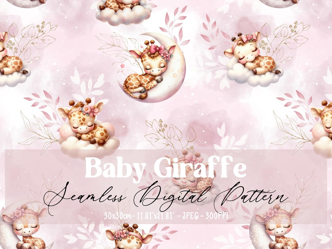 Baby Giraffe Pattern, Seamless Pattern, Fabric Printing, Sublimation ...