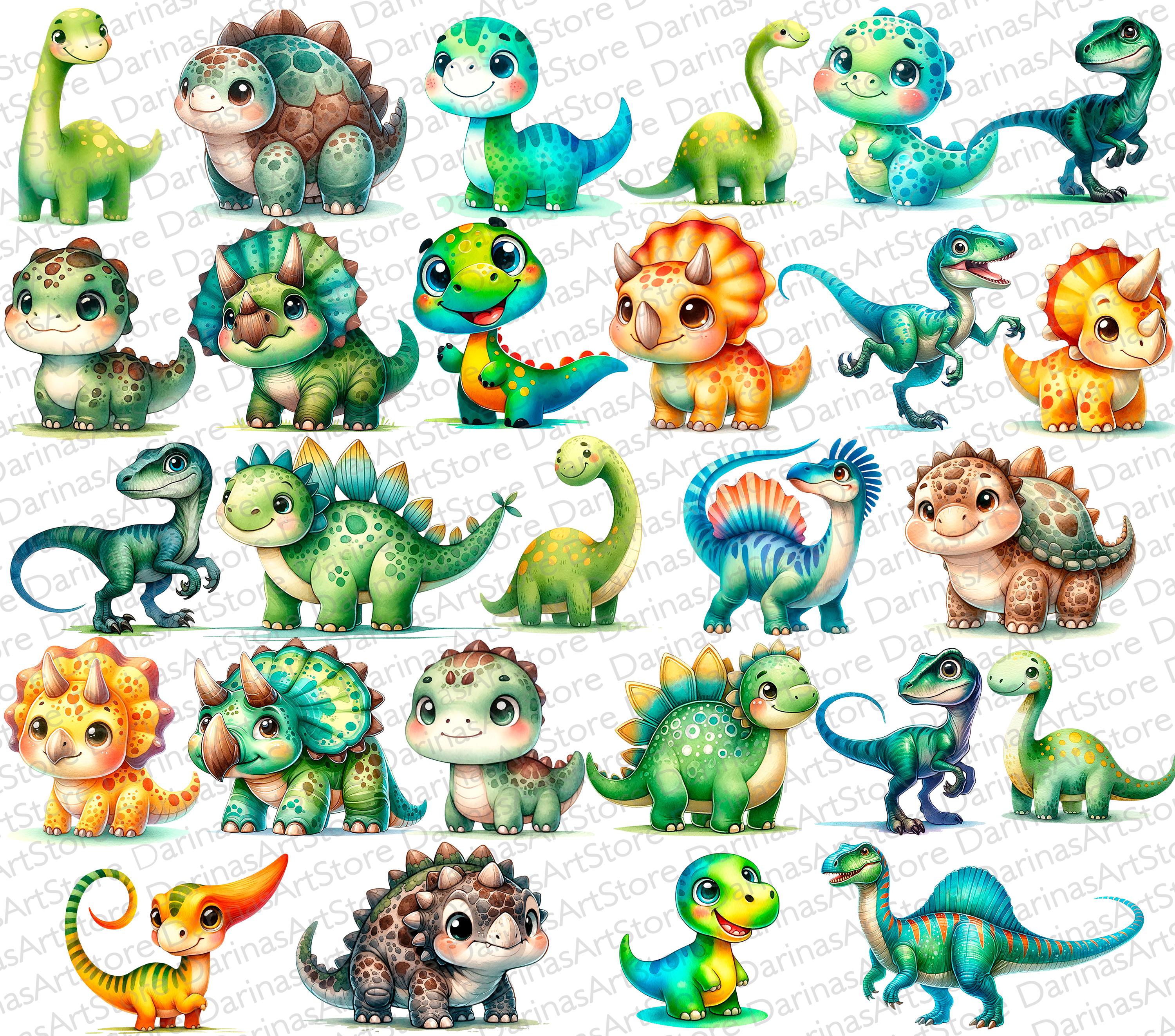 Cartoon Dinosaurs Clipart PNG. Transparent Background. PNG #5 - Etsy