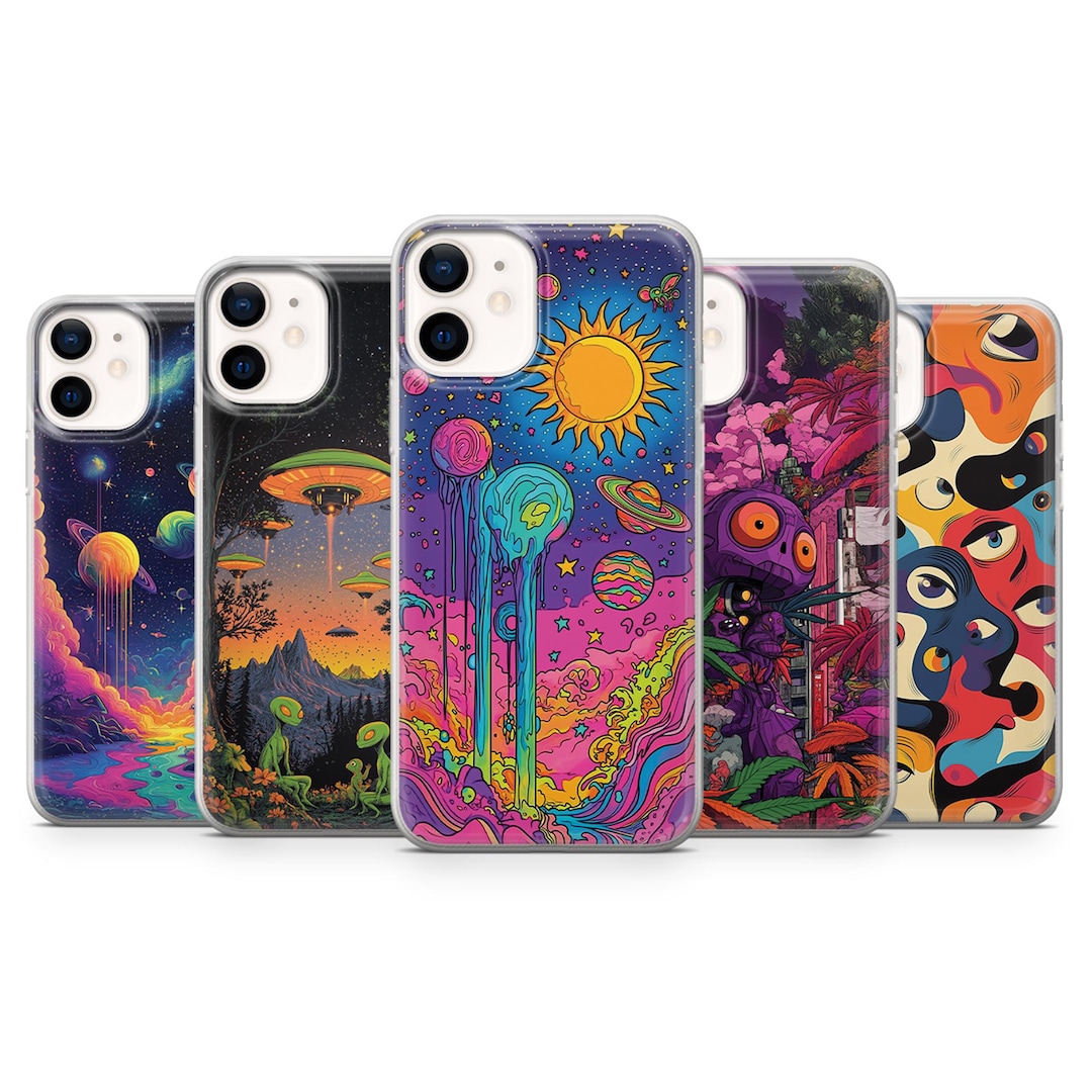 Psychedelic Trippy Phone Case Space Cover for iPhone 16pro, 15, 14, 13 ...