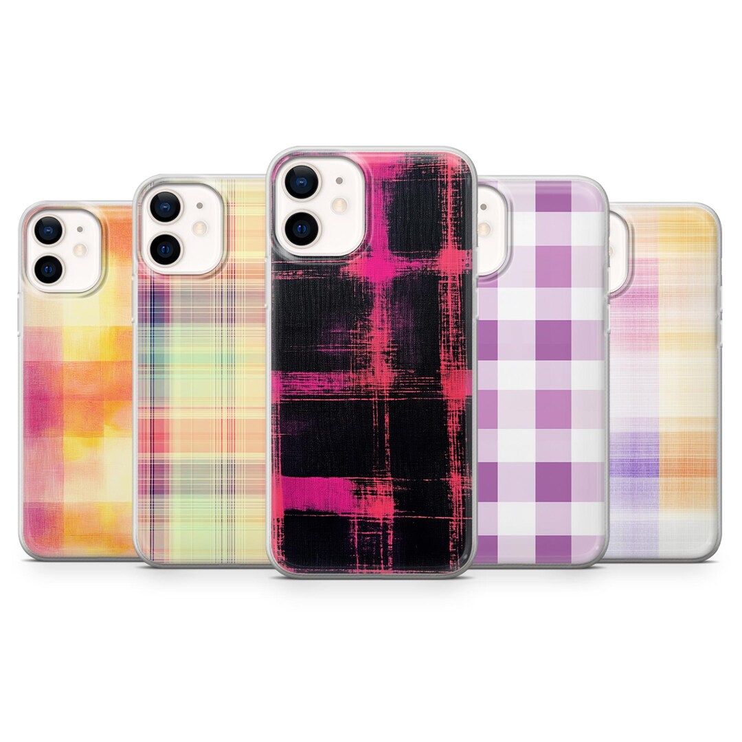 Plaid Phone Case Tartan Fabric Print Cover for iPhone 16pro, 15, 14, 13 ...
