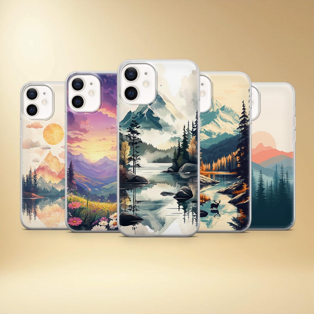 Mountain Lake Sunset Phone Case, Landscape Scenery, Soft TPU Gel - Etsy