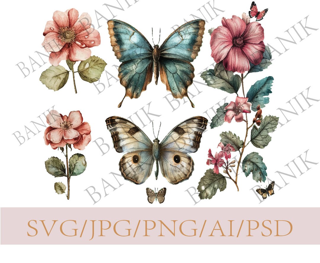 Victorian Letter Paper, Flowers, Butterfly Material,digital Download, T ...