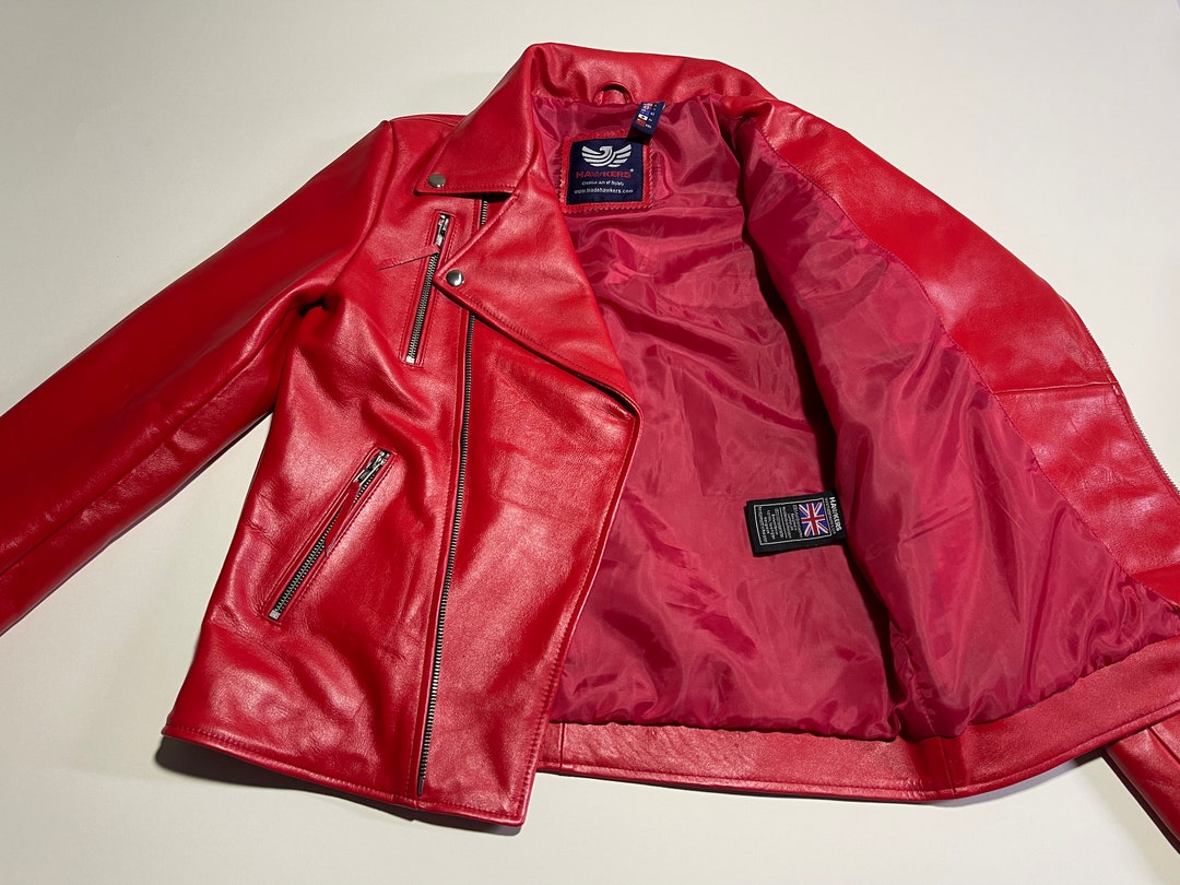 Women's Red Genuine Leather Biker Jacket, Women's Red Leather Slim Fit ...