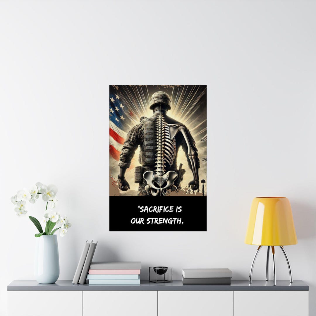Army Veteran Poster, Sacrifice and Strength Matte Vertical Wall Art ...