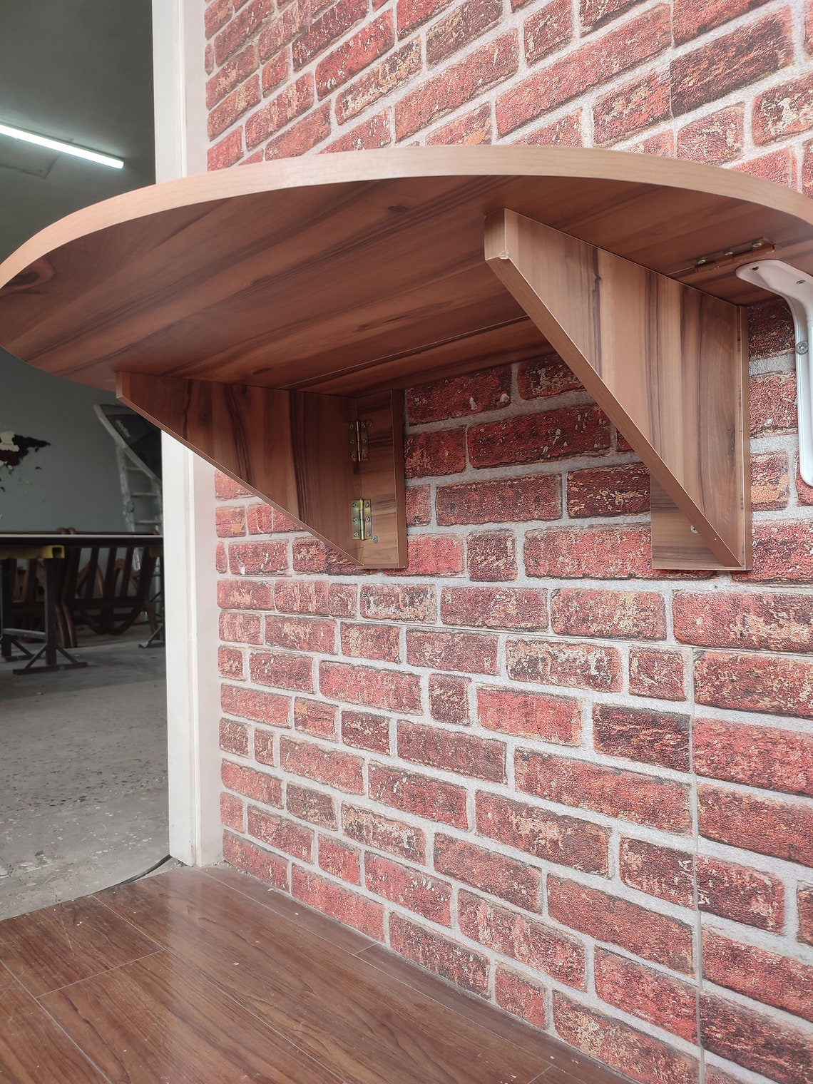 Round Wall Mounted Folding Table With Shelves, Space Saving Table ...