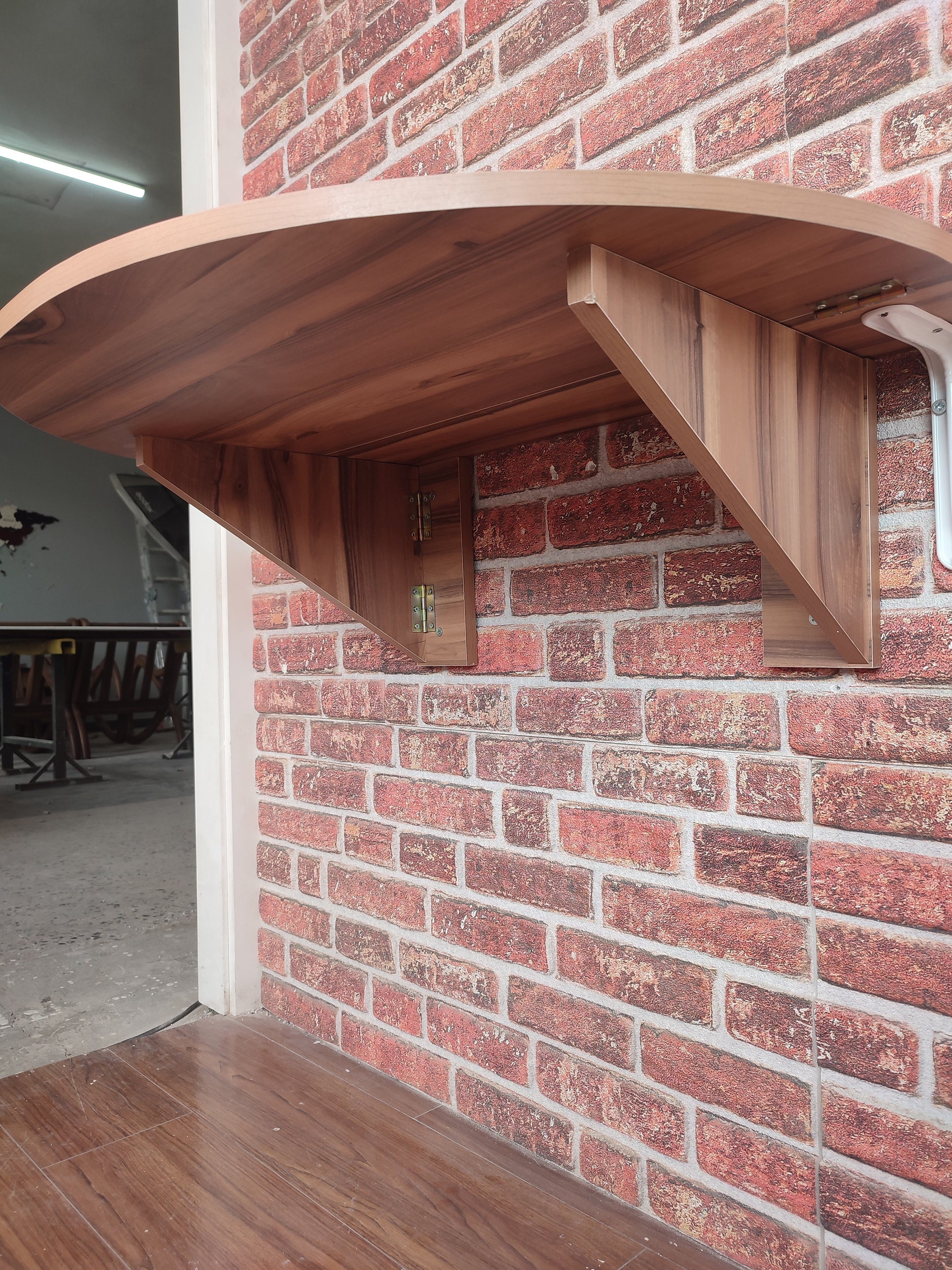 Round Wall Mounted Folding Table With Shelves, Space Saving Table ...