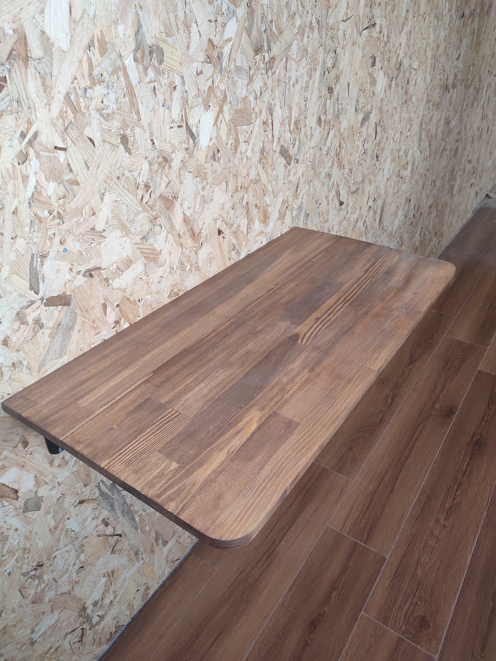 Natural Solid Wood Murphy Desk, Wall Mounted Folding Table With Shelves ...