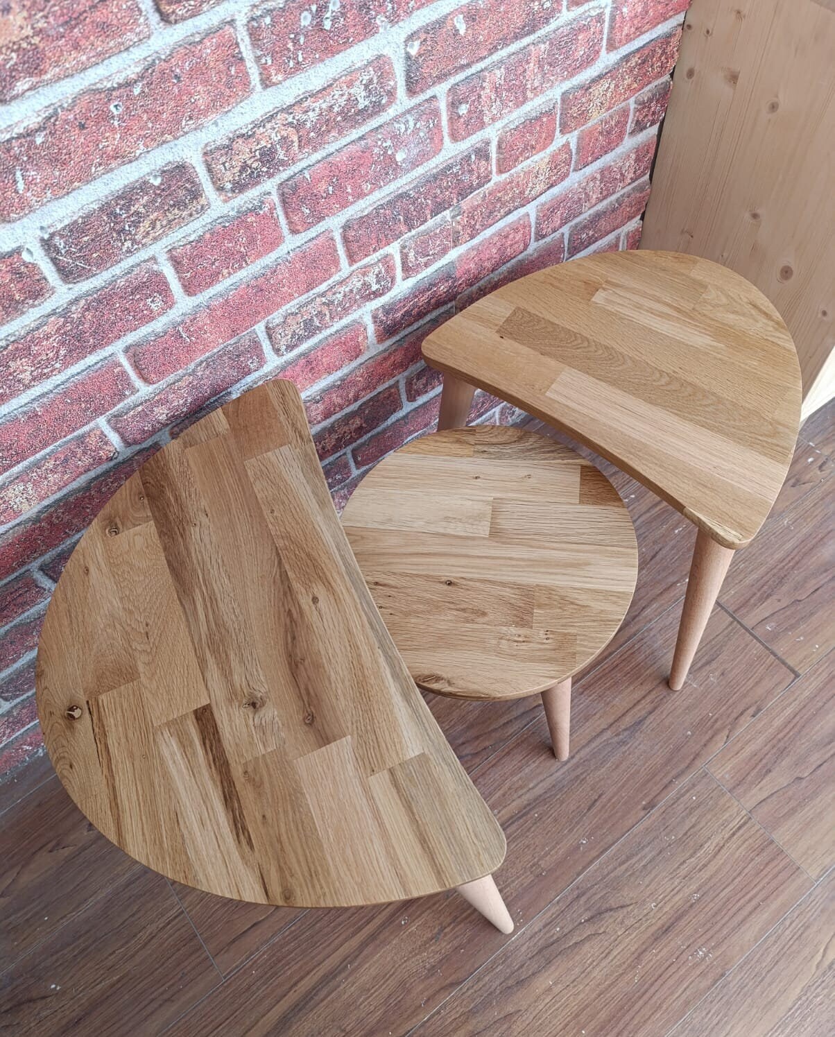 Nesting Coffee Table Set, Natural Solid Wood Walnut Nesting Table, Side ...