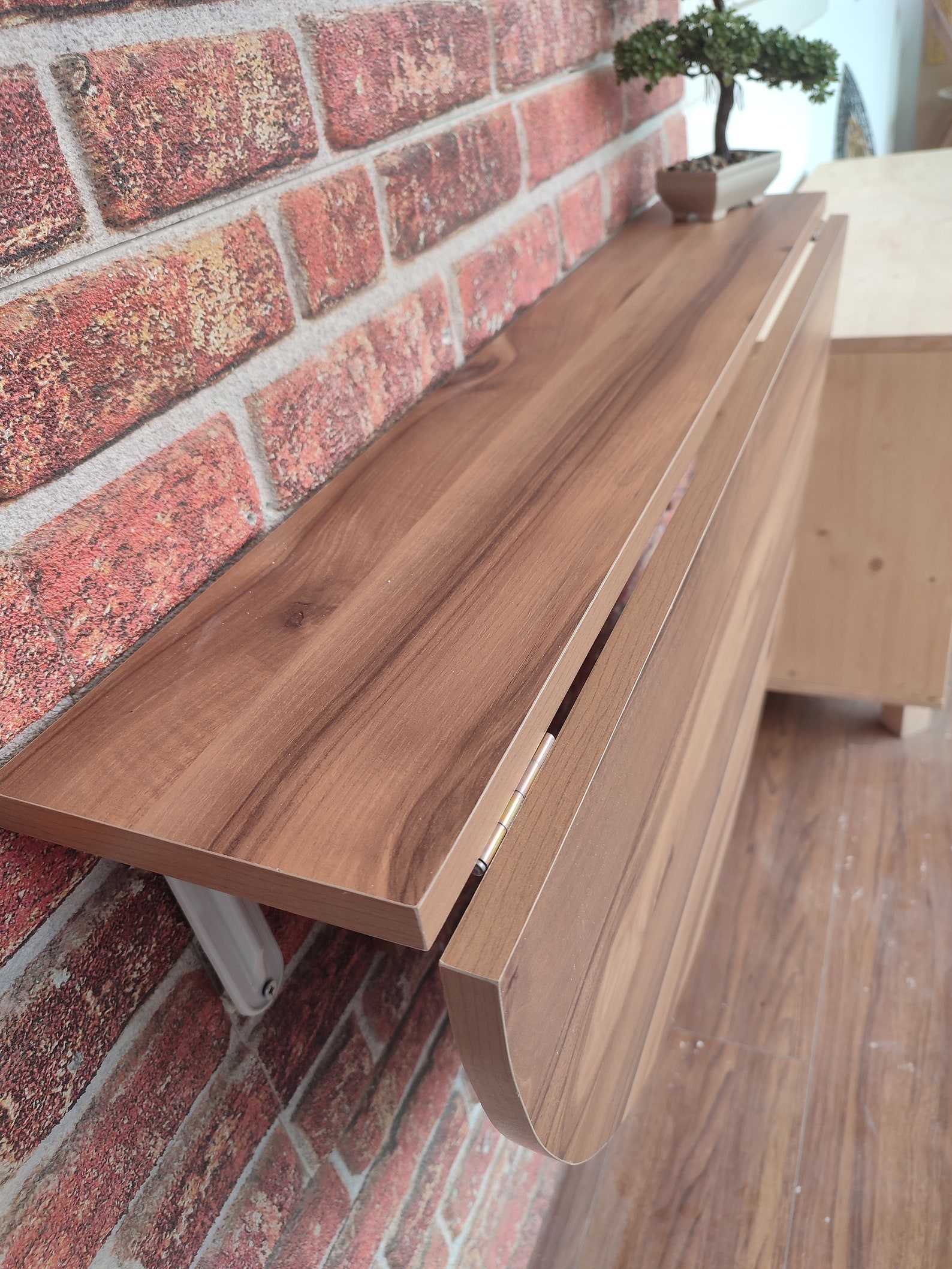 Round Wall Mounted Folding Table With Shelves, Space Saving Table ...