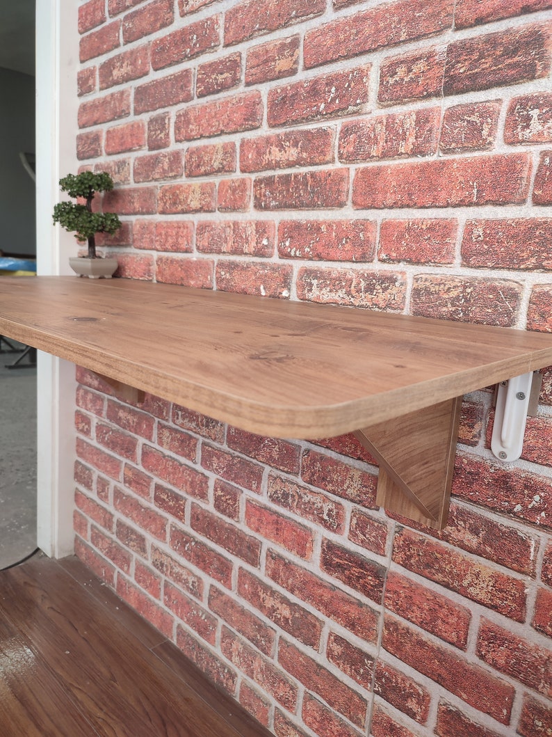 Wall Mounted Folding Table With Shelves, Space Saving Table, Floating Kitchen Table, Murphy ...