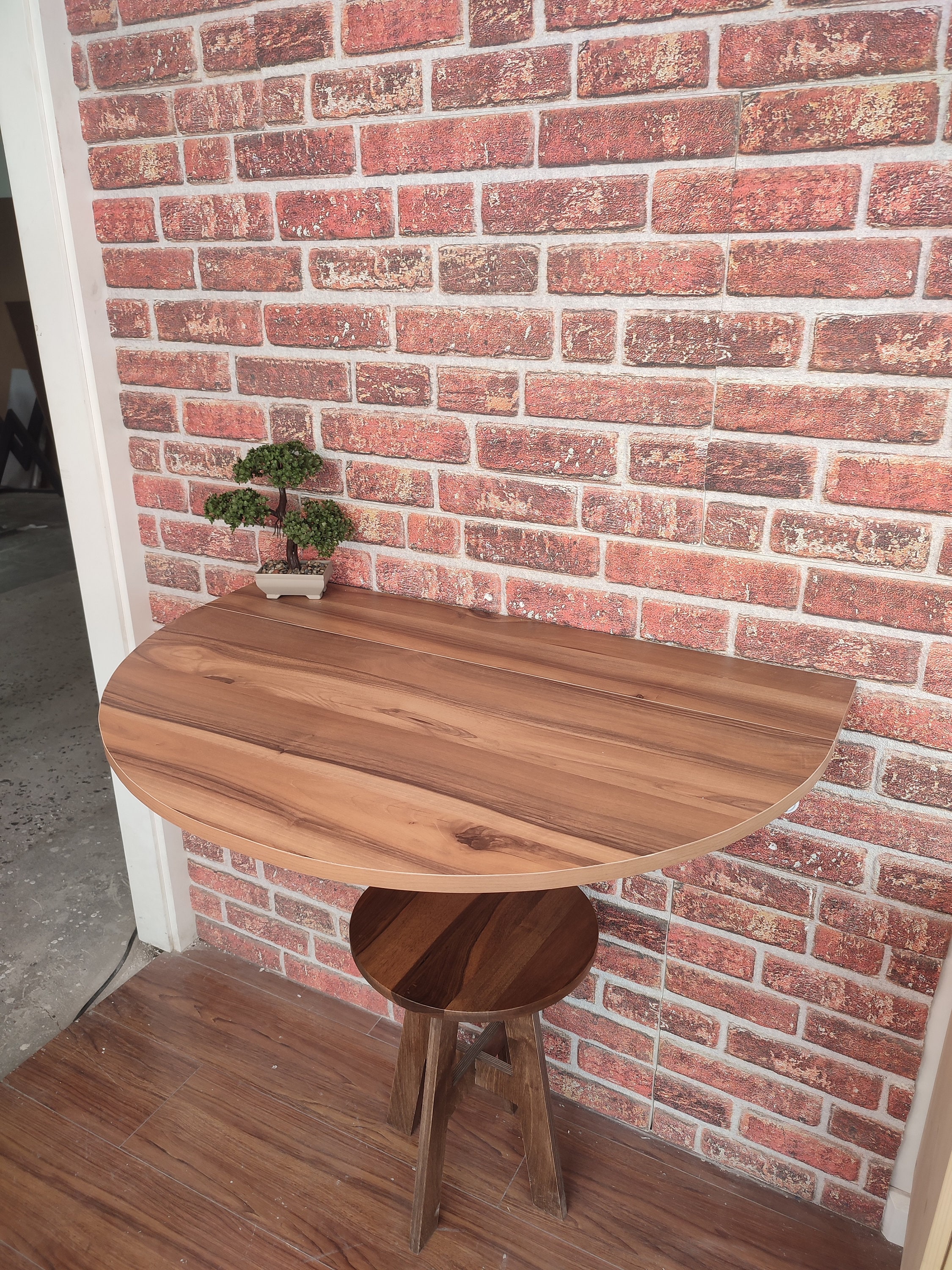 Round Wall Mounted Folding Table With Shelves, Space Saving Table ...