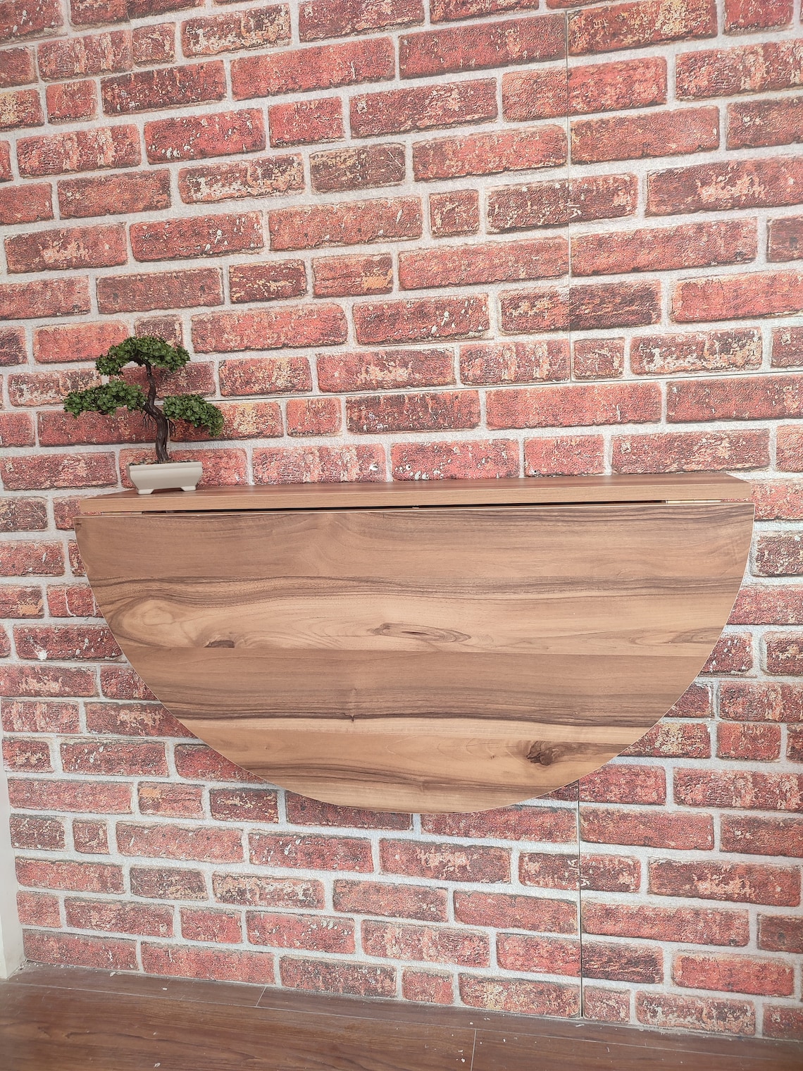 Round Wall Mounted Folding Table With Shelves, Space Saving Table ...